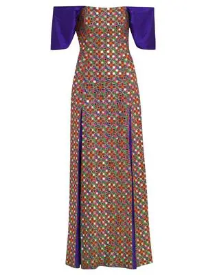 OLYMPIAH Carol Floral-embroidered Gown - Purple
