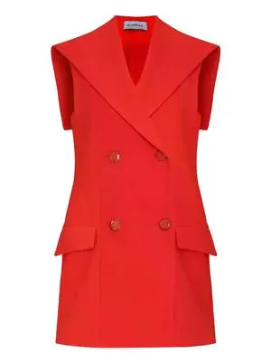 OLYMPIAH Double-breasted Sleeveless Blazer - Red