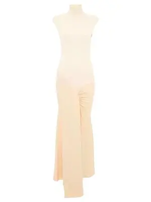 Victoria Beckham Knitted-panel Cap-sleeve Maxi Dress - Neutrals