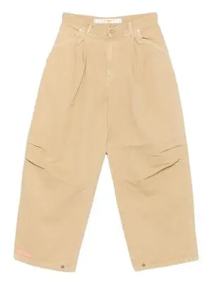 PDF Flat Front Pleated Pants - Beige