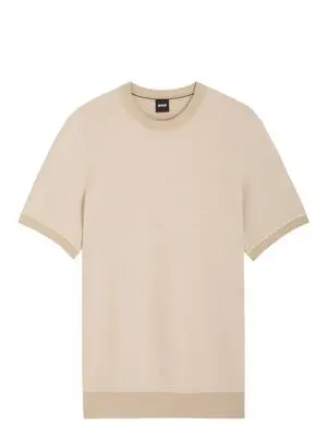 BOSS H-jianfranco Cotton-knit T-shirt - Beige