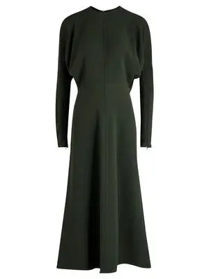 Victoria Beckham Draped Crepe Midi Dress - Green Dark