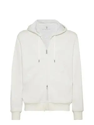 Brunello Cucinelli Double Cloth Zip Up Sweatshirt - Off-white