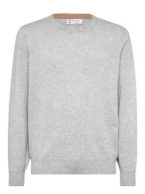 Brunello Cucinelli Cashmere Crew-Neck Sweater Pebble