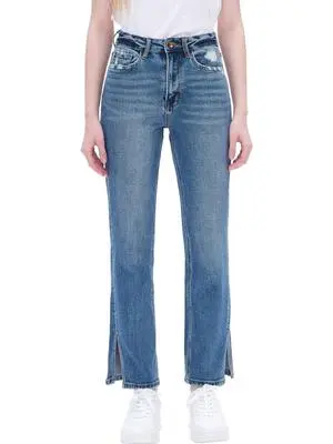 BAYEAS Split Hem Straight-Leg Jeans