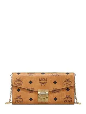 Mcm Tracy Crossbody Wallet In Visetos - Cognac