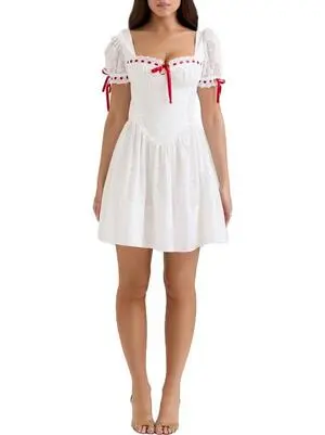 House Of Cb Jana Broderie Anglaise Minidress - White