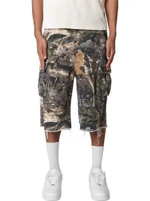 Mnml Camo Print Ultra Baggy Cargo Shorts - Forest Camo