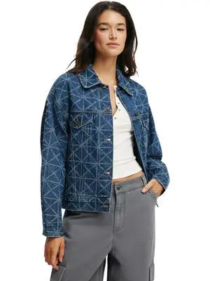 COTTON ON 91 Denim Jacket Nordic Blue Monogram
