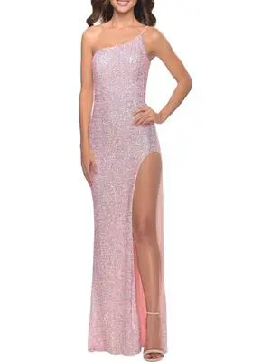 LABOMME Sequin One-shoulder Gown - Light Pink