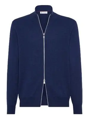 Brunello Cucinelli Zip-front Cashmere Cardigan - Sapphire
