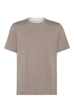 Brunello Cucinelli T-shirt With Faux-layering - Bark