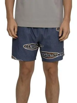 MAUI & SONS Flying Disc Microfiber Swim Trunks - Slate