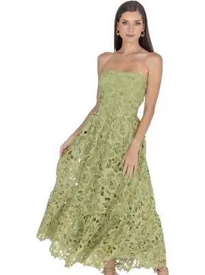 AKALIA Amelia Lace Bustier Midi Dress - Green