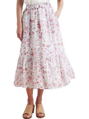 PANEROS CLOTHING Wren Tiered Midi Skirt - Sundrenched Garden