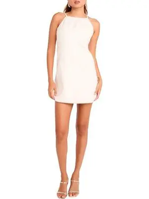 Endless Rose Bead Trim Sleeveless Minidress - White