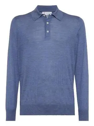 Brunello Cucinelli Lightweight Knit Polo - Denim