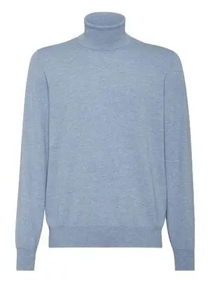 Brunello Cucinelli Turtleneck Cashmere Sweater - Denim