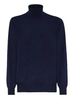 Brunello Cucinelli Turtleneck Cashmere Sweater - Navy Blue