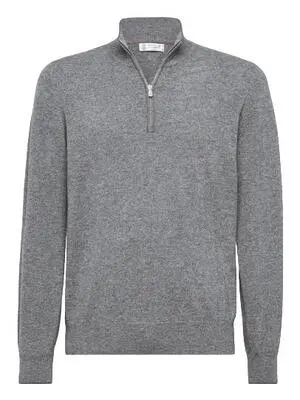 Brunello Cucinelli Cashmere Zip-up Sweater - Dark Grey