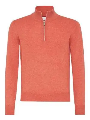 Brunello Cucinelli Cashmere Zip-up Sweater - Orange