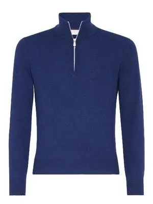 Brunello Cucinelli Cashmere Zip-up Sweater - Sapphire