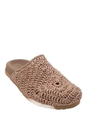 PROLOGUE SHOES Loop Woven Slide Sandal - Brown Faux Leather