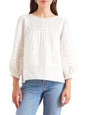 PANEROS CLOTHING Dawn Lace Inset Cotton Blouse - Off White