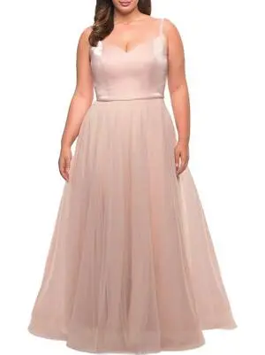 LABOMME A-line Tulle Gown With Satin Bodice - Blush