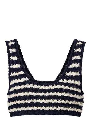 PRADA Crochet Striped Cotton Crop Top