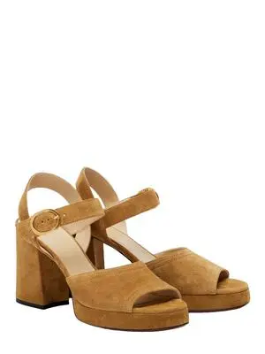 Valentino Garavani Valentino Garavani Fawcette 100 Suede Platform Sandals Beige