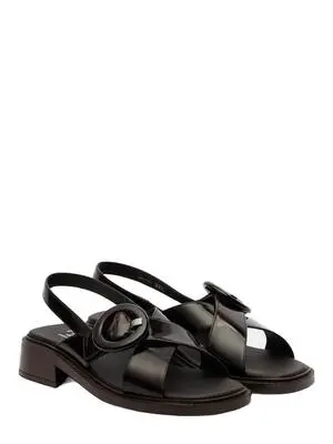 Prada Leather Slingback Sandals - Brown