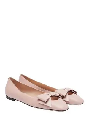 Valentino Garavani Bowow Leather Ballet Flats Pink