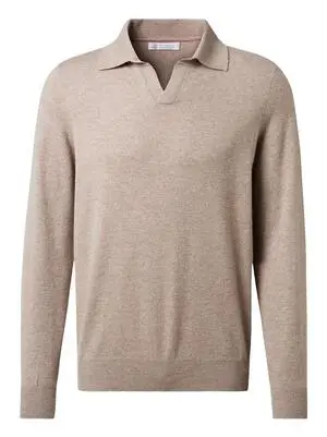 Brunello Cucinelli Cashmere Polo Sweater - Beige