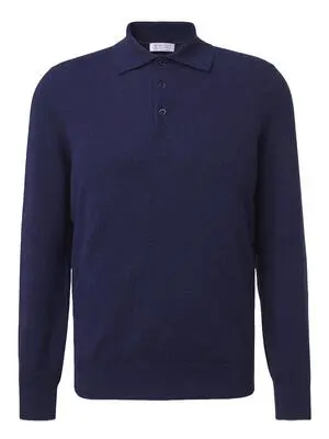 Brunello Cucinelli Cashmere Polo Sweater - Blue
