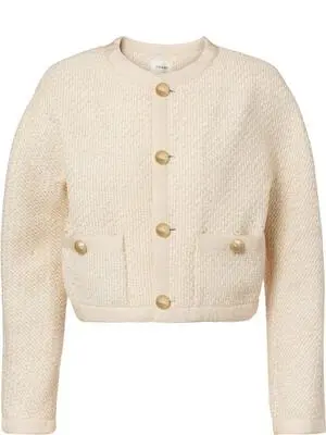 FRAME Trim Cropped Jacket - Beige