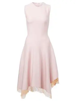 Alexander McQueen Asymmetric Lace-trimmed Midi Dress - Pink