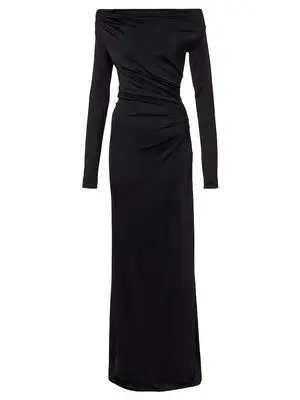 Victoria Beckham Draped Off-shoulder Gown - Black