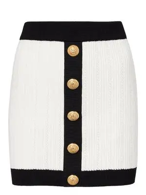 Balmain Ribbed-knit Miniskirt - White