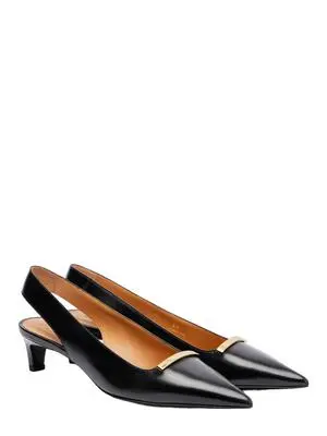 TOD'S Barretta 40 Leather Slingback Pumps - Black