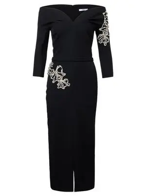 Safiyaa Linda Crystal-embellished Midi Dress - Black