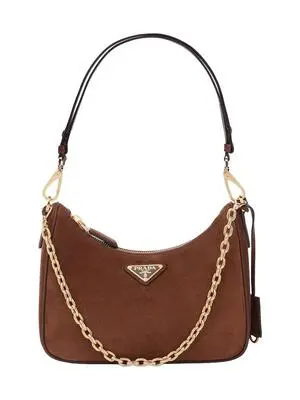 Prada Re-Edition Mini Suede Shoulder Bag Brown