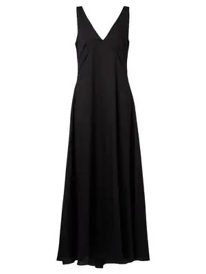 LESET Yoko Cotton V-neck Maxi Dress - Black