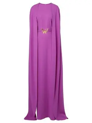 Oscar De La Renta Caped Silk-blend Gown - Purple