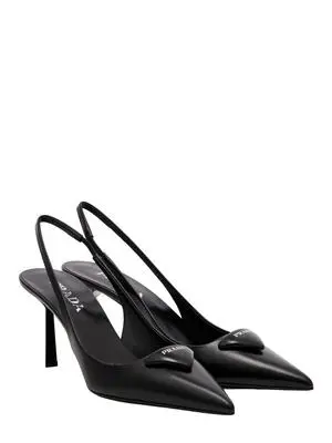 Prada Leather Slingback Pumps - Black
