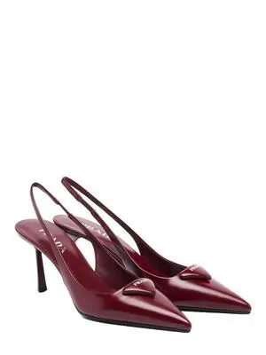 Prada Leather Slingback Pumps - Red