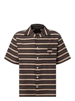 Prada Striped Cotton Bowling Shirt - Brown