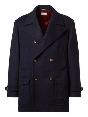 Brunello Cucinelli Wool Pea Coat - Blue