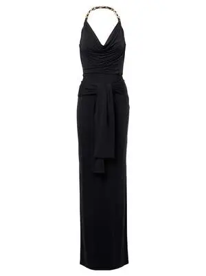 Balmain Draped Gathered Gown - Black
