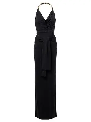 Balmain Draped Gathered Gown - Black